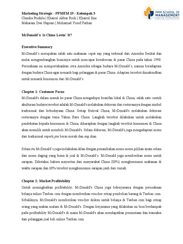 Case 1 - MCD - Kel 3 | PDF