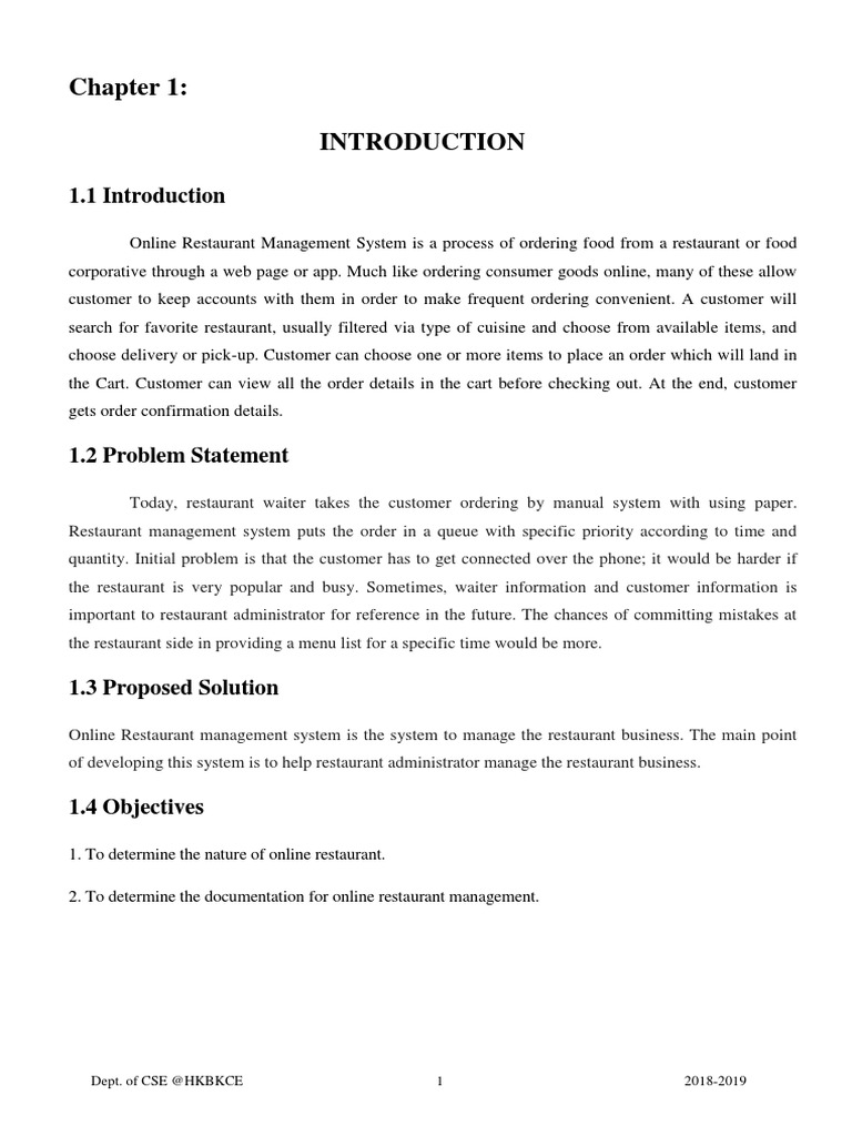 Restaurant Management System | PDF