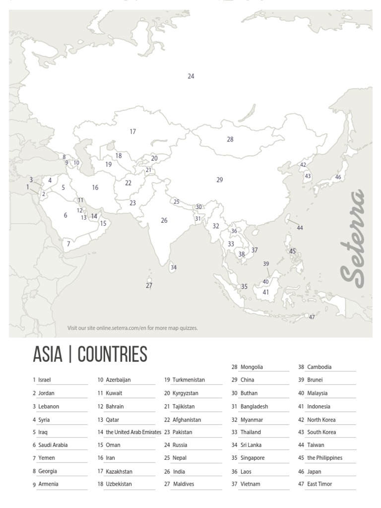 Asia Countries Quiz Key PDF | PDF
