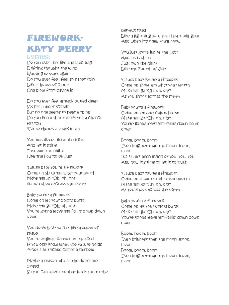 Firework Katyperry Project | PDF | Poetry