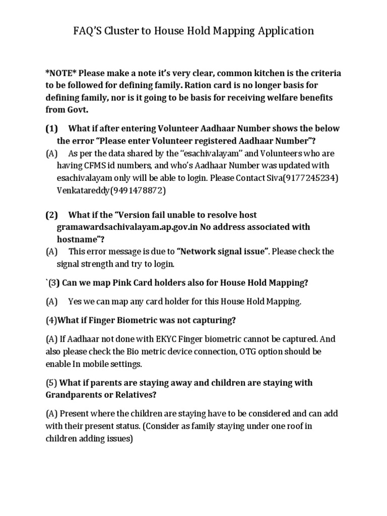 Household Mapping FAQs for AP | PDF