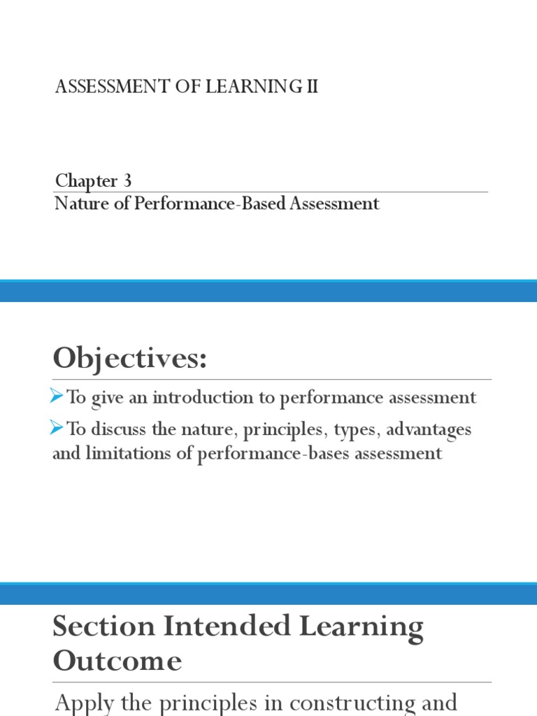 Chapter 3 Nature of Performance-Based Assessment | PDF