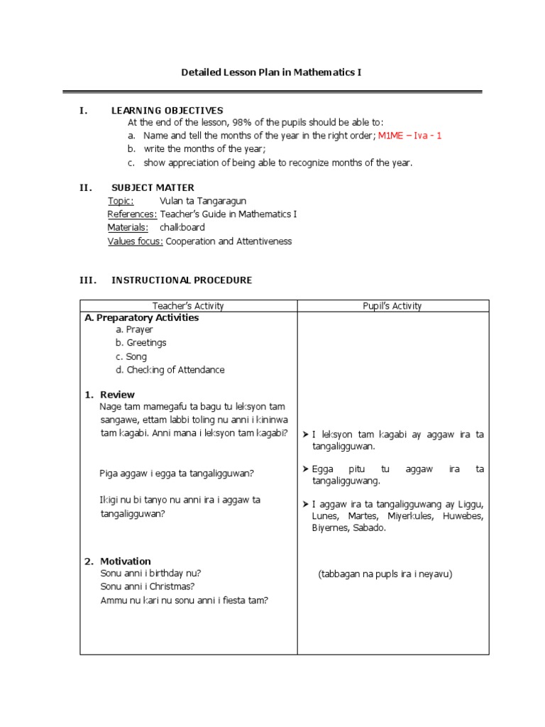 LP Math1 Months of A Year | PDF | Language Arts & Discipline