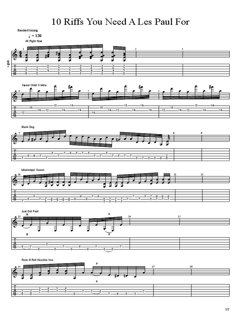 10 Classic Rock Riffs That Require a Les Paul Guitar | PDF