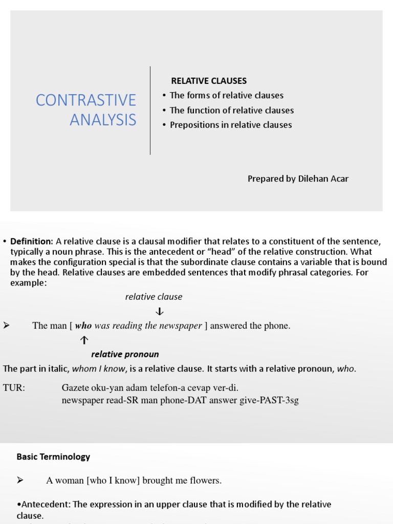 Linguistic Guide to Relative Clauses | PDF | Clause | Pronoun