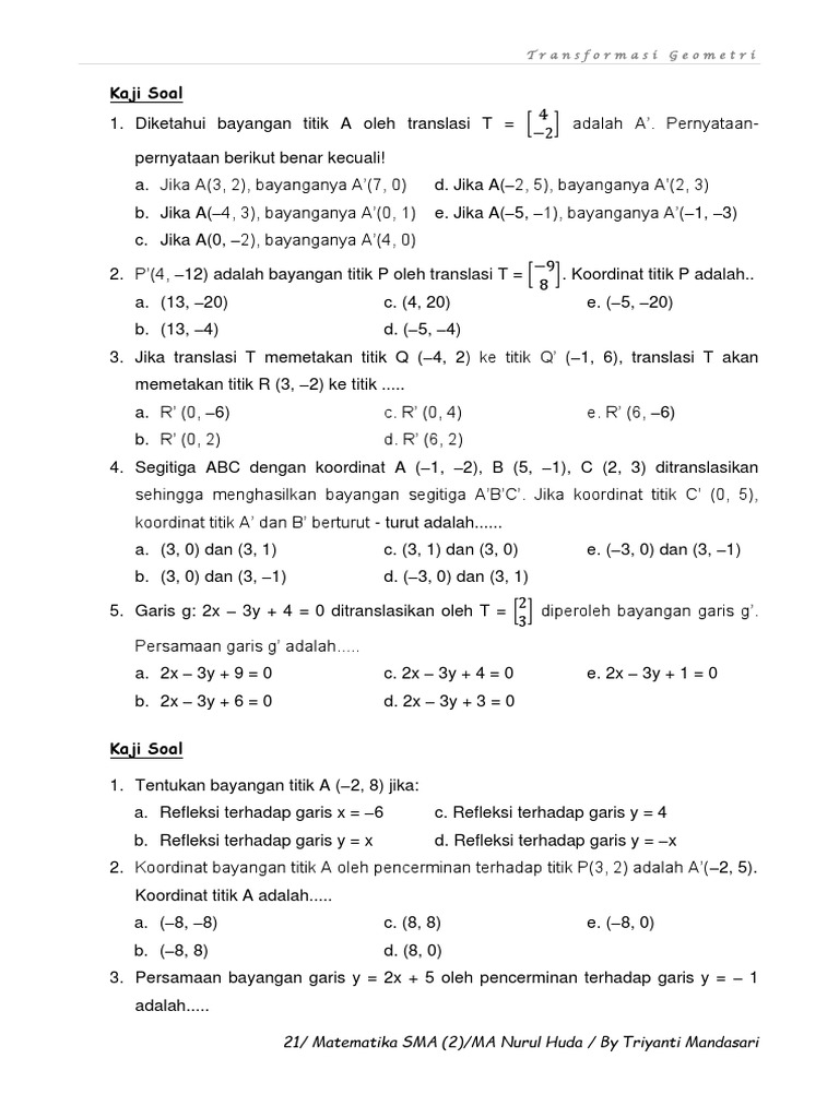 Soal Transformasi Geometri | PDF