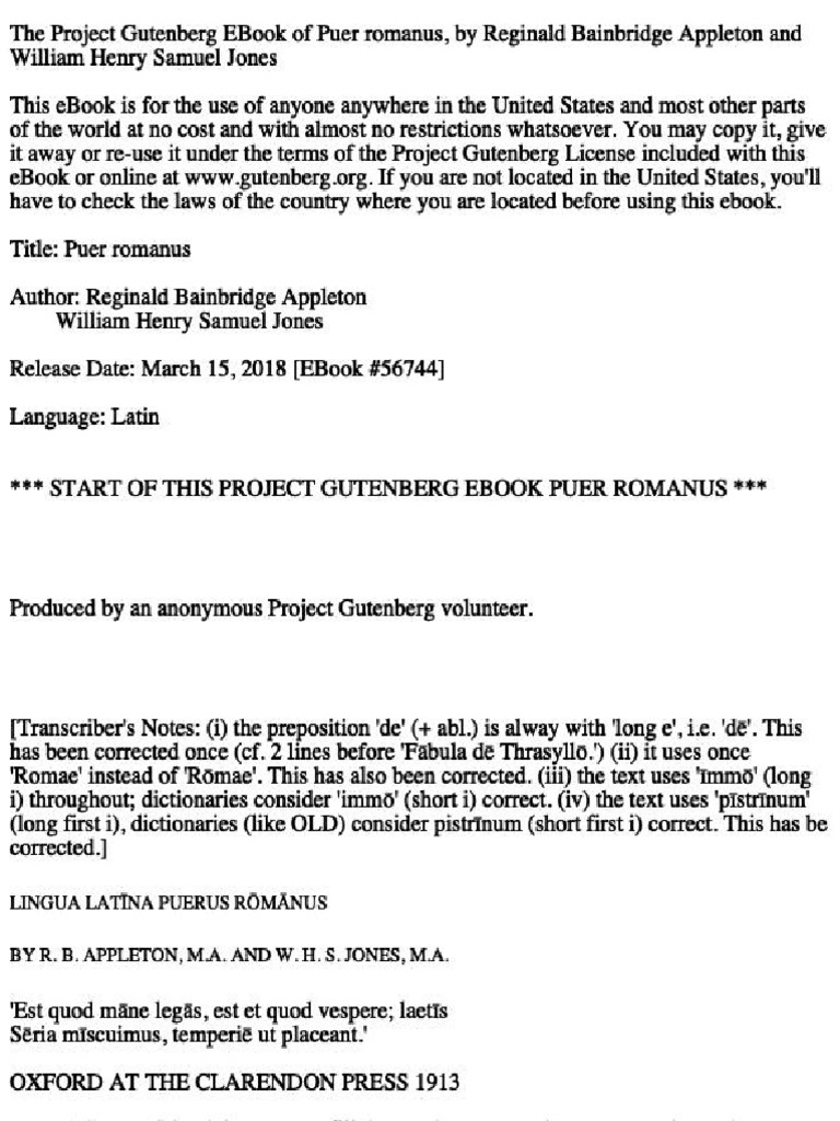 Latin Textbook: "Puer Romanus" | PDF | Foreign Language Studies
