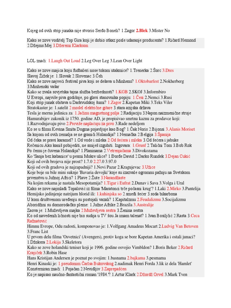 Pivo Kviz Pitanje | PDF