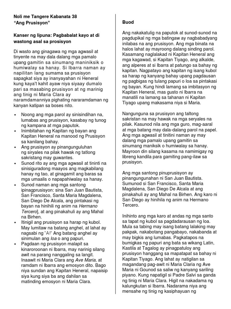 Noli Me Tangere Kabanata 38 | PDF
