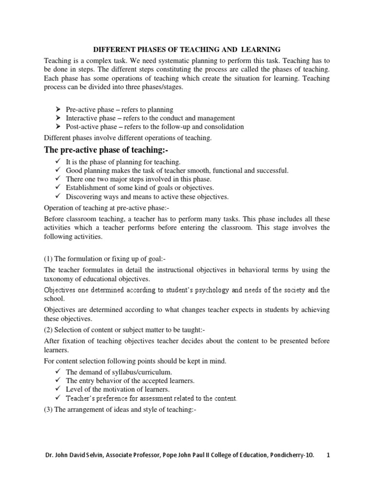 Phases-Of Teaching-2020 | PDF