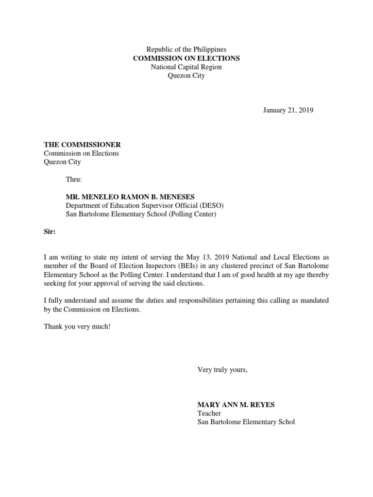 Election Letter of Intent | PDF