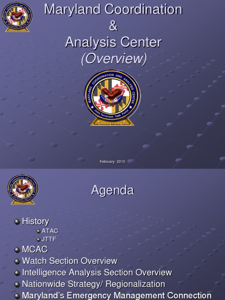 Maryland Coordination Analysis Center Overview | PDF