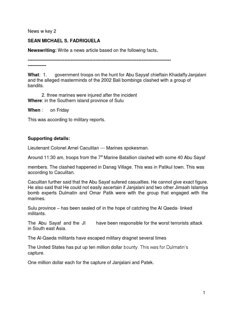 News Writing Exercises | PDF