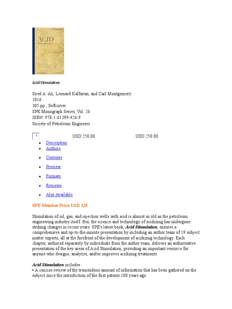 2016 - SPE - Book - Acid Stimulation | PDF | Home & Garden | Science ...