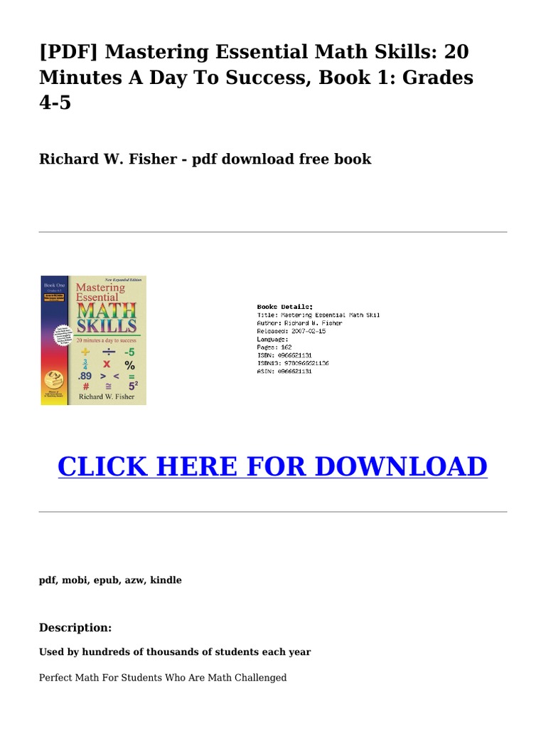 Mastering Essential Math Skills 20 Minutes A Day T PDF | PDF | Self ...