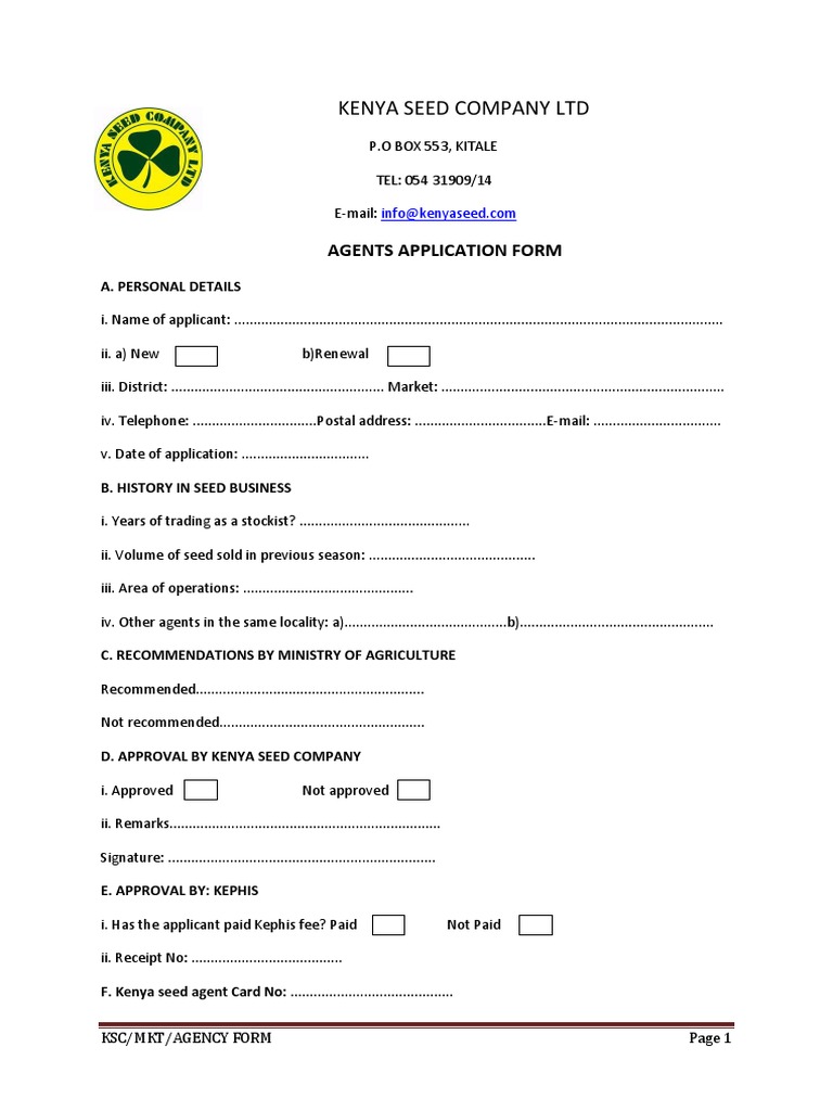 Agent Application Form