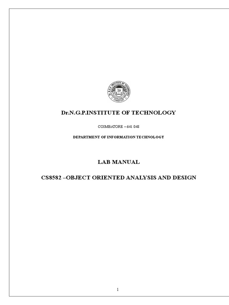 CS8582-OOAD LAB Study Material | PDF