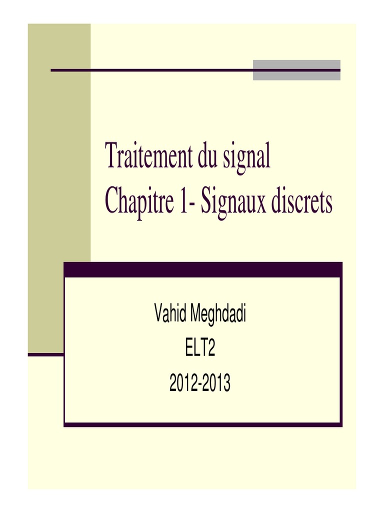 Signaux Discrets et Transformée de Fourier | PDF | Méthodes et ...