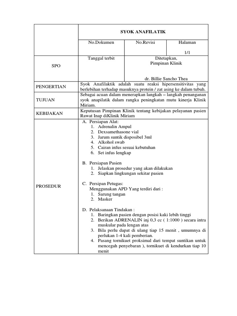 Spo Syok Anafilaktik | PDF | Pengembangan Diri | Sains & Matematika