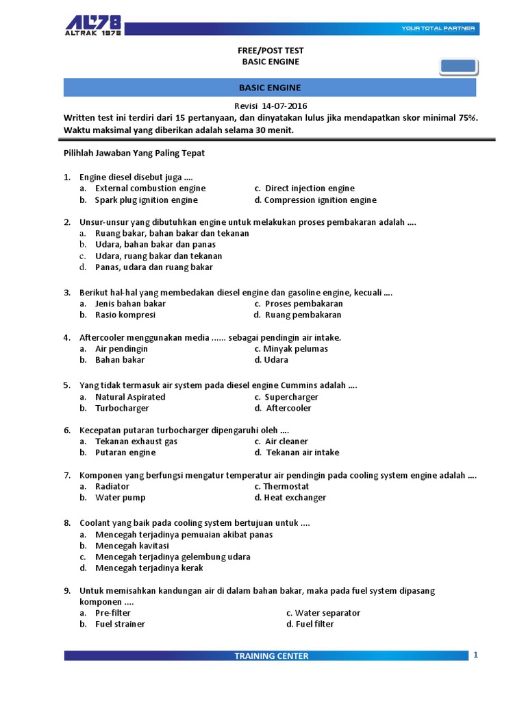 Soal Basic Engine | PDF