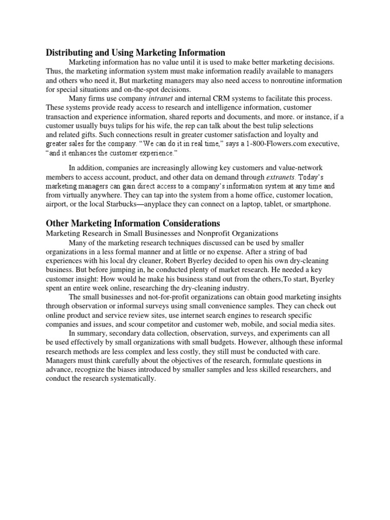 Distributing and Using Marketing Information | PDF
