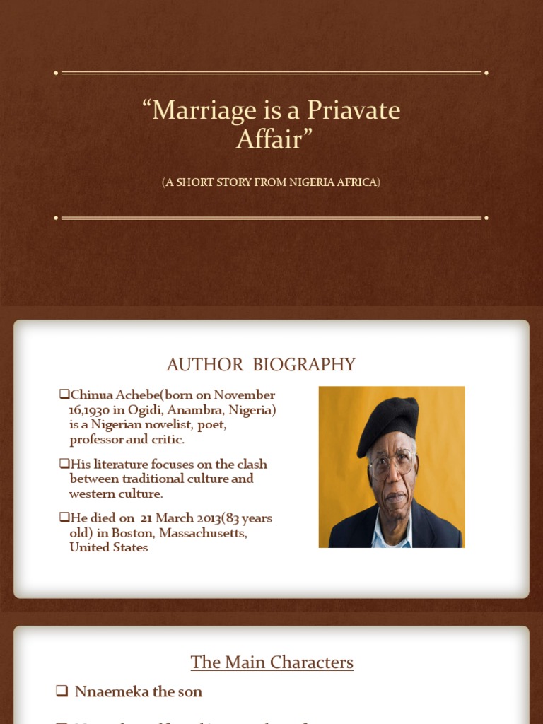 "Marriage is a Private Affair: Summary" | PDF