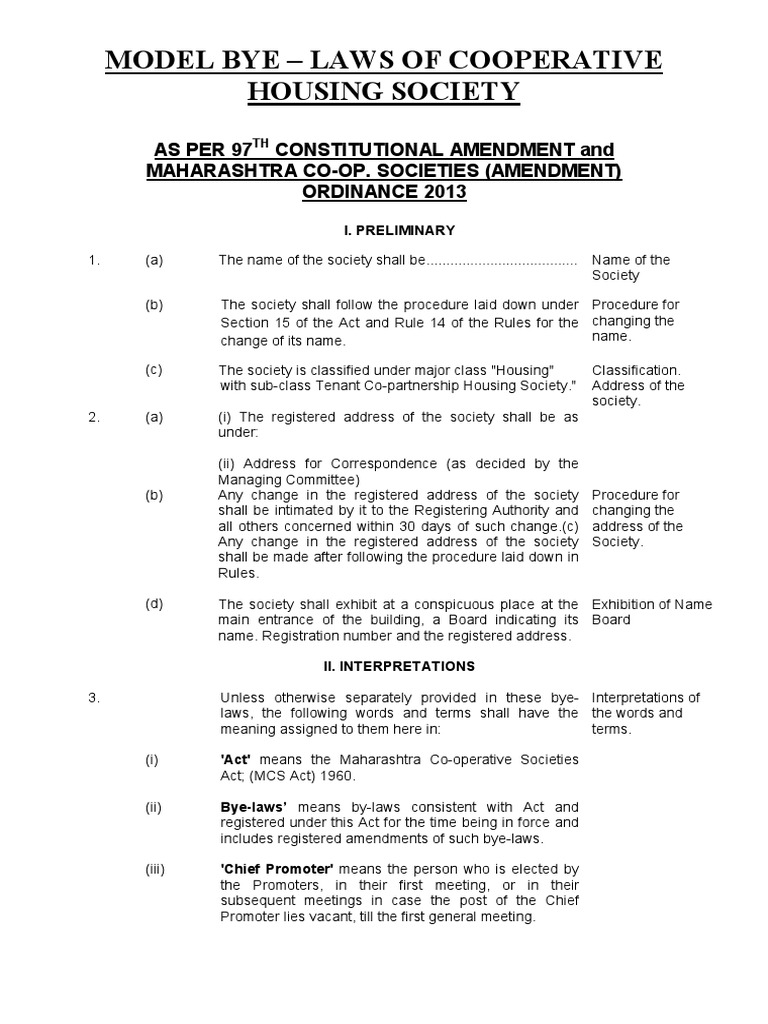 By-Laws Cooperative Housing Society | PDF | Law