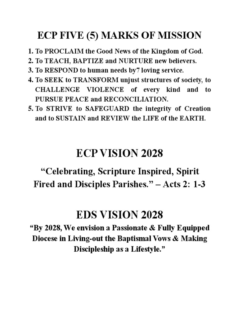 ECP FIVE Mark's of Mission | PDF | Social Science | Religion & Spirituality