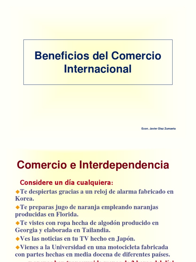 Beneficios Del Comercio Internacional e Interdependencia | PDF