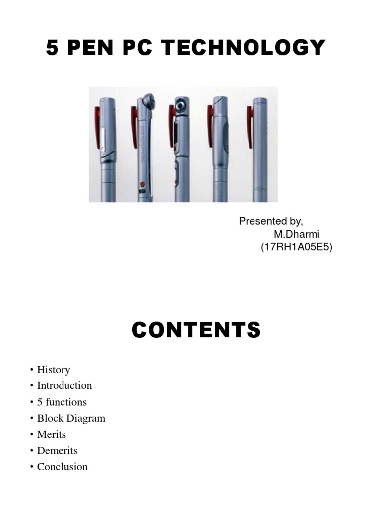 5 Pen PC Technology Powerpoint Presentation | PDF