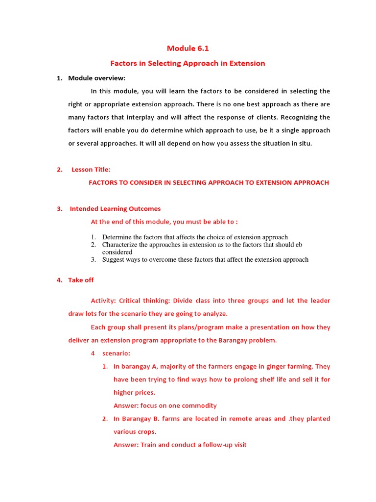Module 2. Factor of Extension Approach | PDF