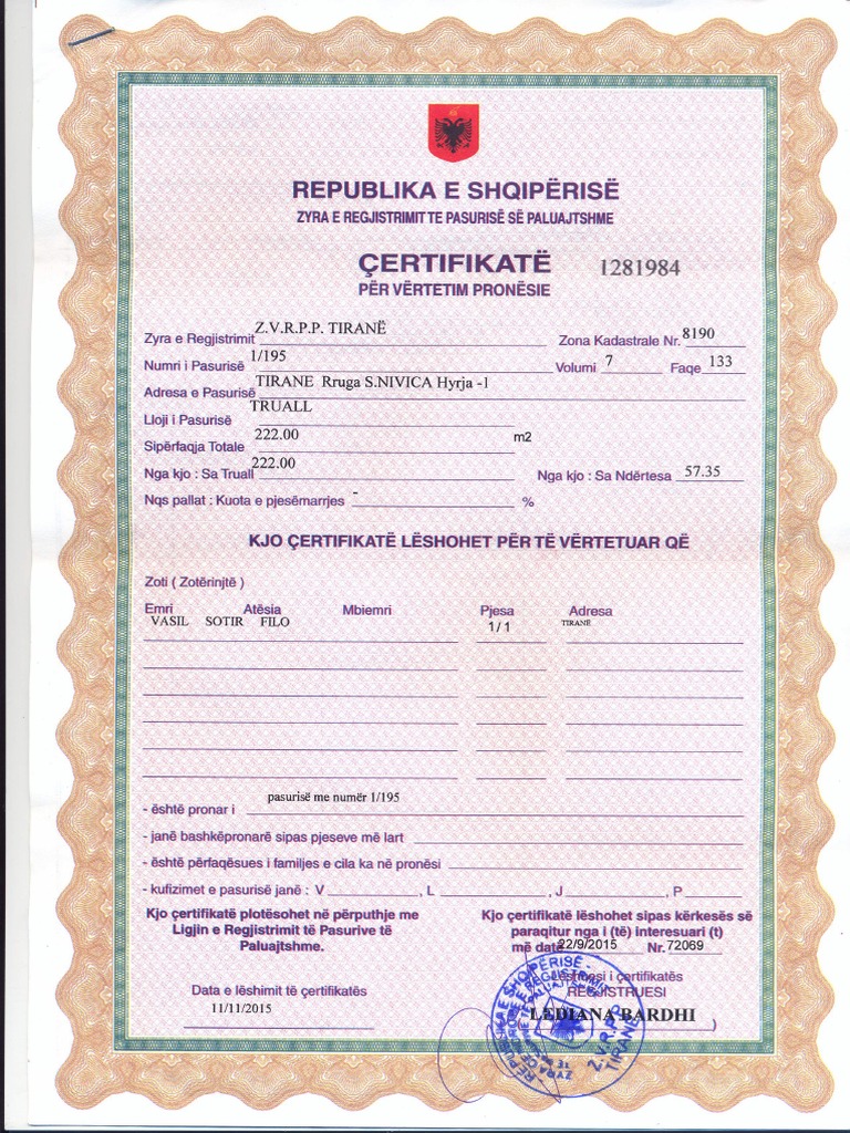 Certifikata Pronesise - Vaso0001 PDF | PDF