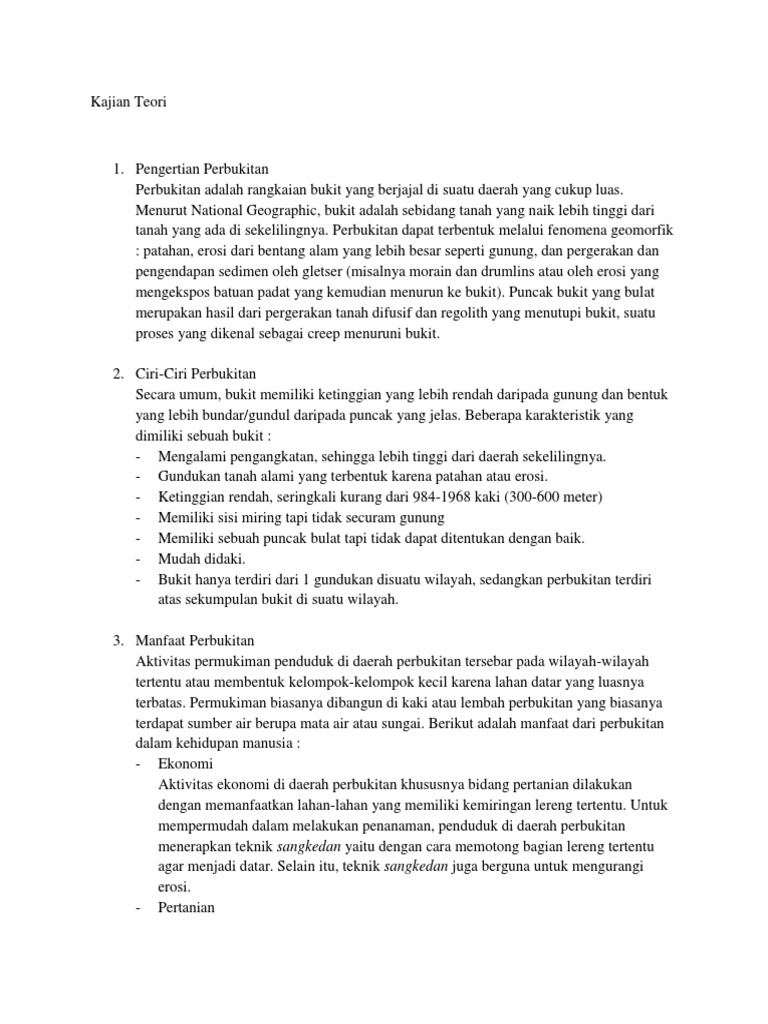 Kajian Teori Perbukitan | PDF