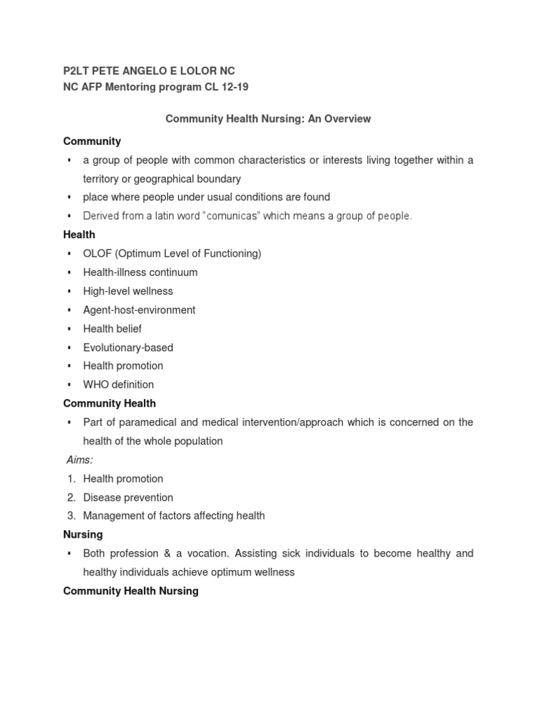 Community Health Nursing Guide | PDF