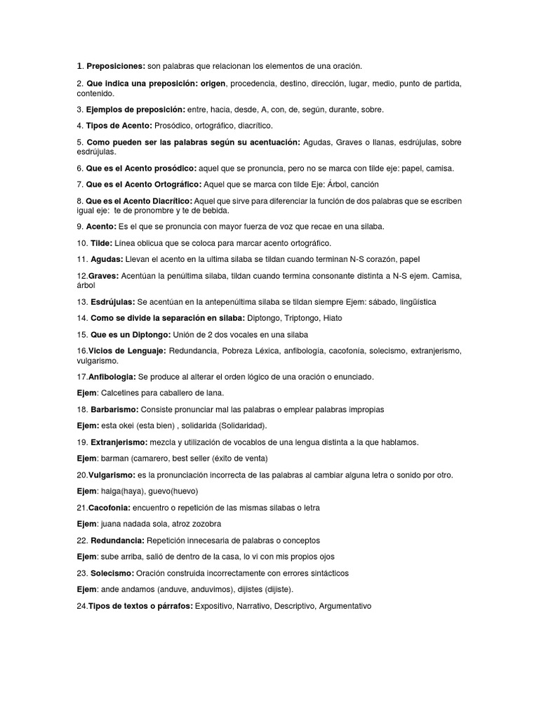 Conceptos Basicos Clase General de Español | PDF