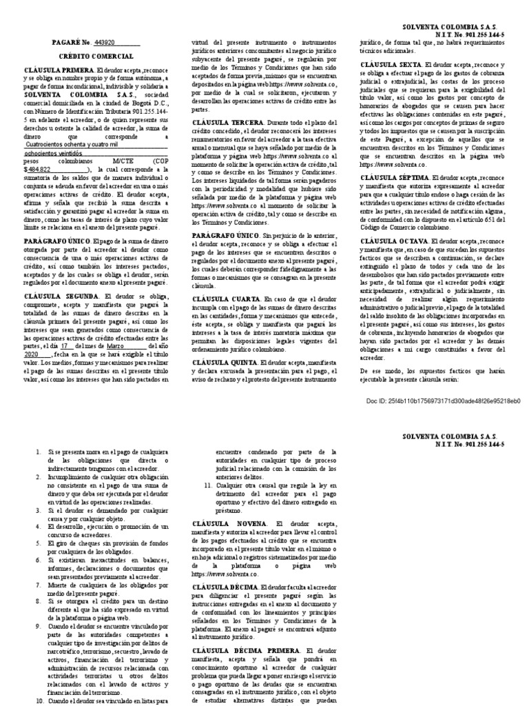 Pagaré Solventa PDF | PDF