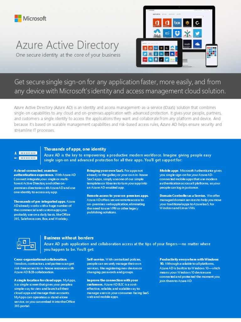Azure Active Directory Datasheet EN US | PDF