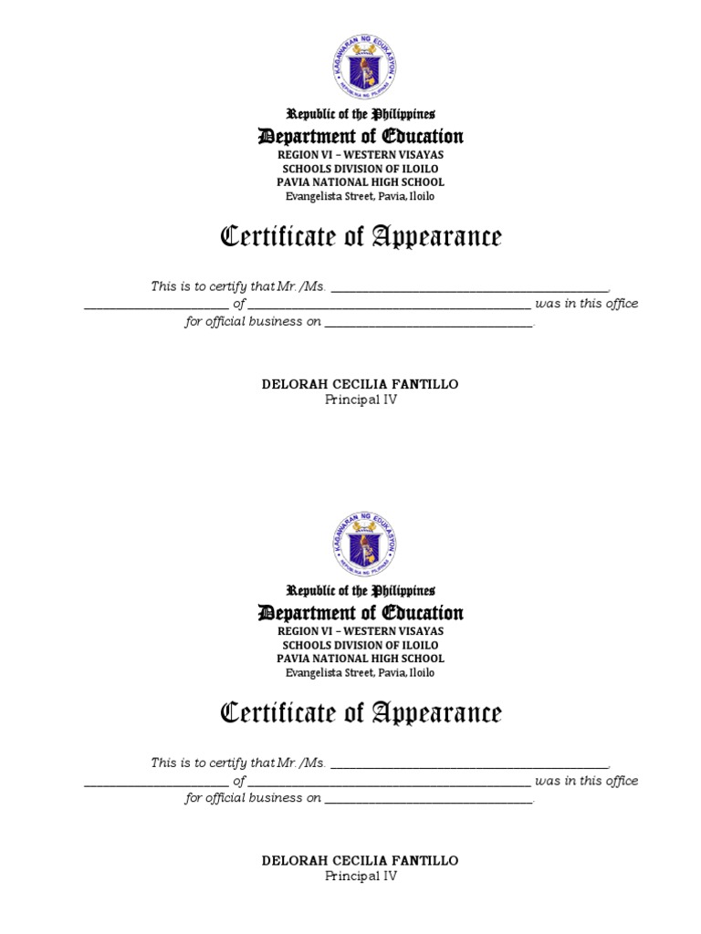 Certificate of Appearance | PDF