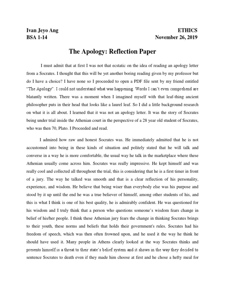 The Apology Reflection Paper | PDF
