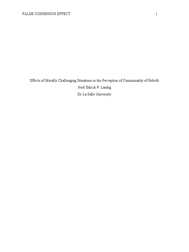 FALSE CONSENSUS EFFECT - Moral Dilemma | PDF