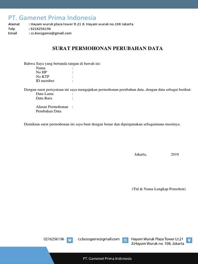 Surat Perubahan Data | PDF