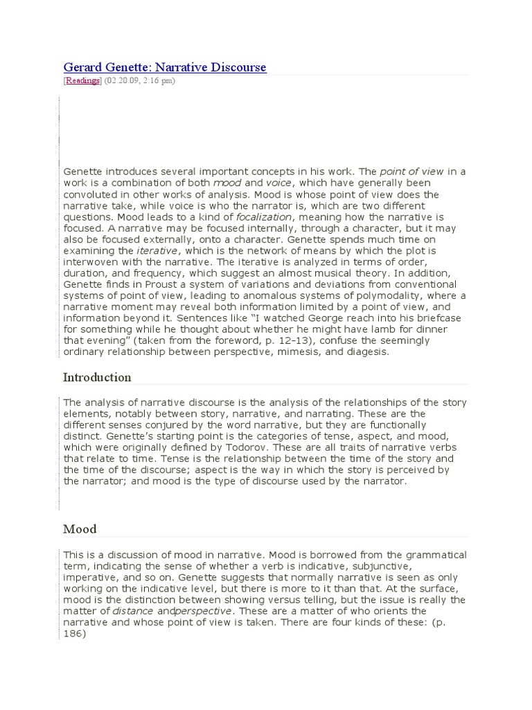 Gerard Genette | PDF | Narration | Narrative