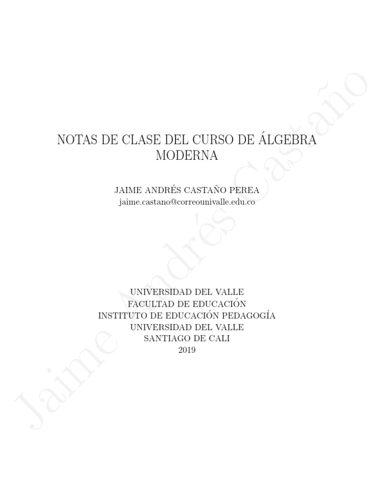 Notas Algebra Moderna Borrador 1 | PDF