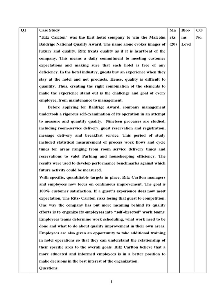 Achieving Quality Through Continuous Improvement: A Case Study of Ritz ...