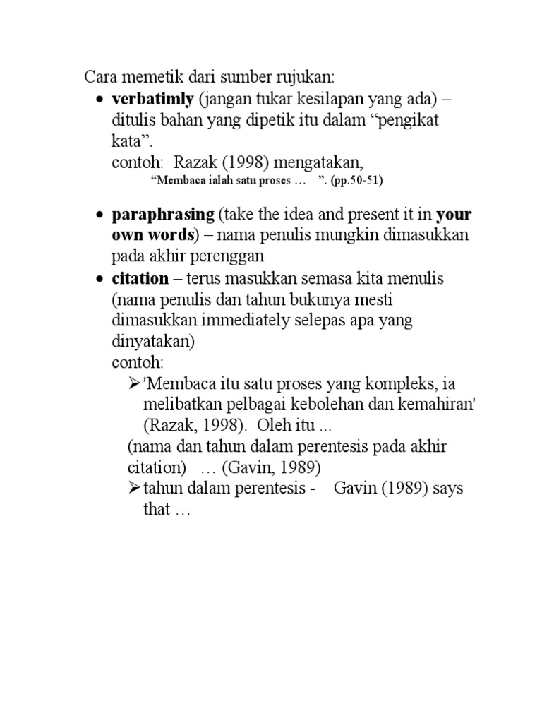Cara Memetik Dari Sumber Rujukan | PDF