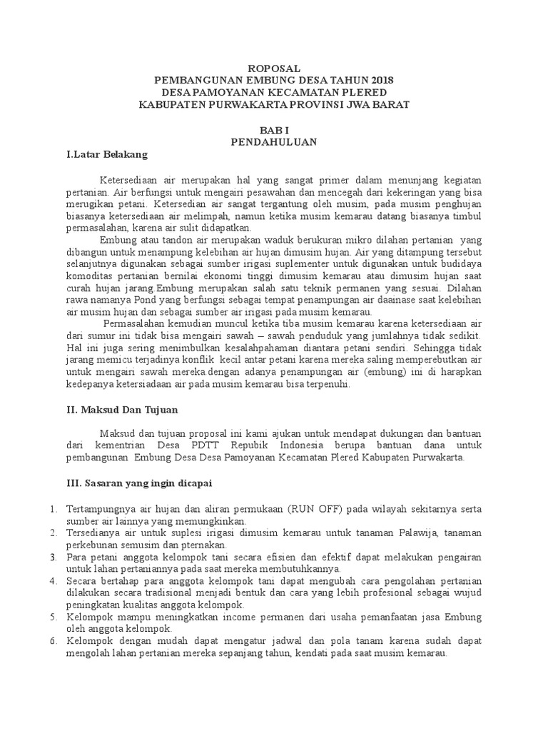 Proposal Embung | PDF