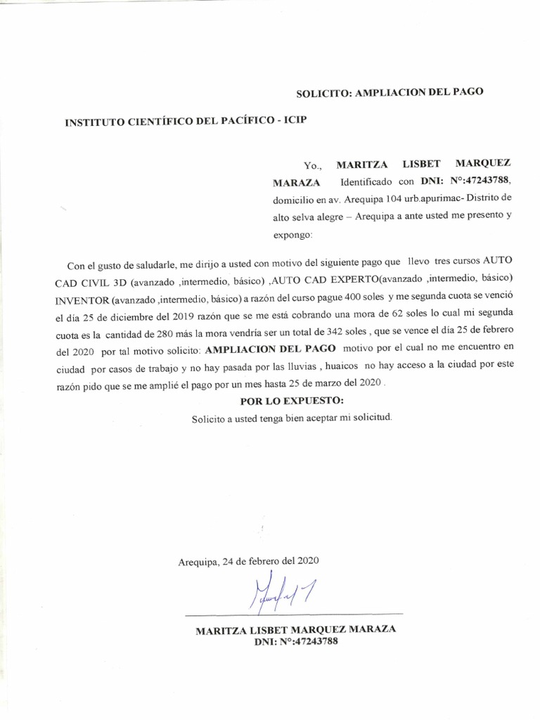 Solicitud de Ampliacion | PDF