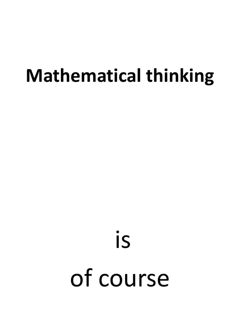 Mathematical Thinking | PDF