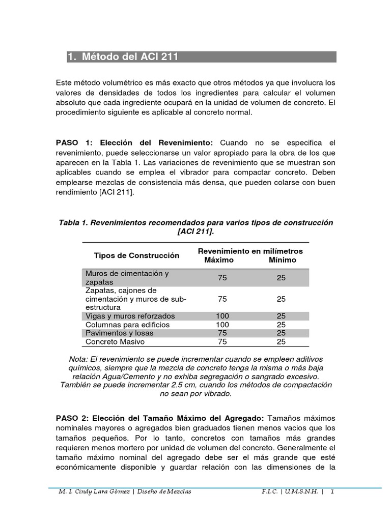 Método Del ACI 211 | PDF