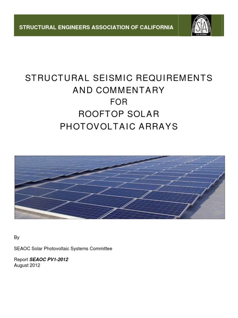 SEAOC Seismic Solar PV Requirements 2012 08 Final PDF | PDF
